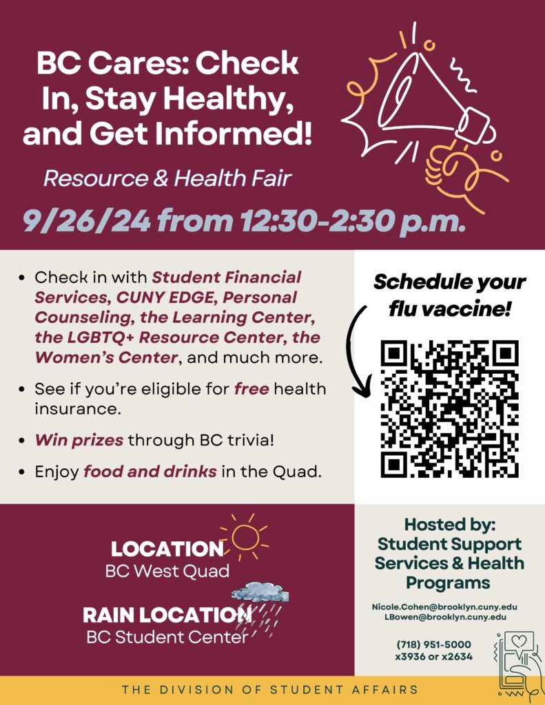 BC Cares: Check in, Stay Healthy, and Get Informed! Resource and Health Fair | Brooklyn College